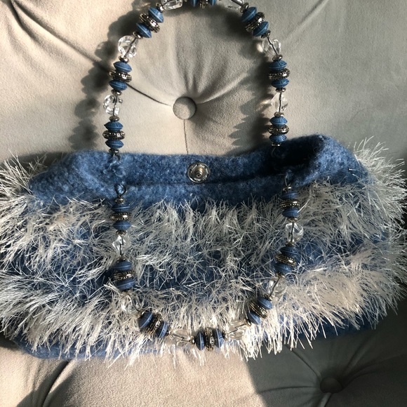 Bags | Handmade Wool Purse With White Fringe Weaved | Poshmark